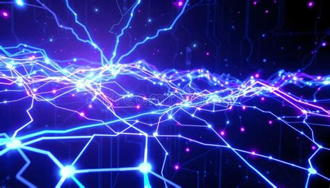 Abstract Futuristic Network Glowing Lines And Nodes In Cyberspace Stock Illustration