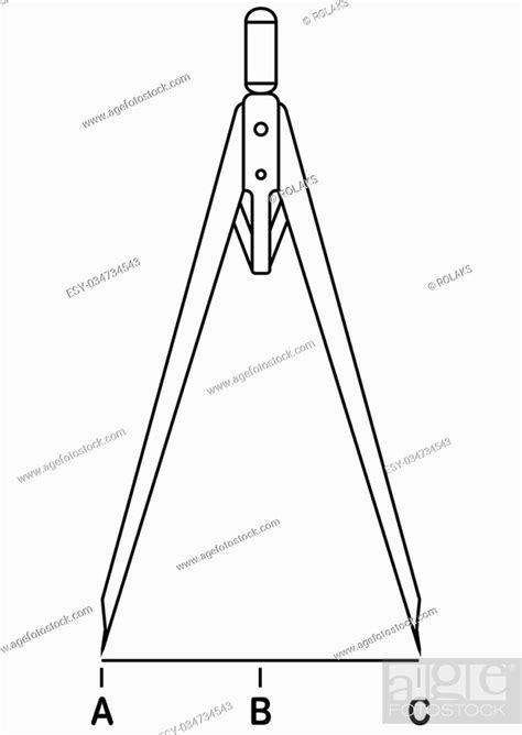 Illustration Of Contour Measuring Compass And Line Segment Stock