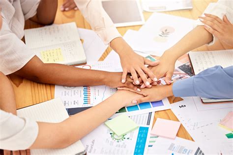 팀워크 여성 협업 또는 브랜드 전략 비즈니스 회의에 대한 지원 신뢰 또는 동기 부여 대상 고객과 함께하는 다양성 비전 또는 혁신