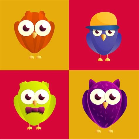 Premium Vector Vector Cute Owl Cartoon Set