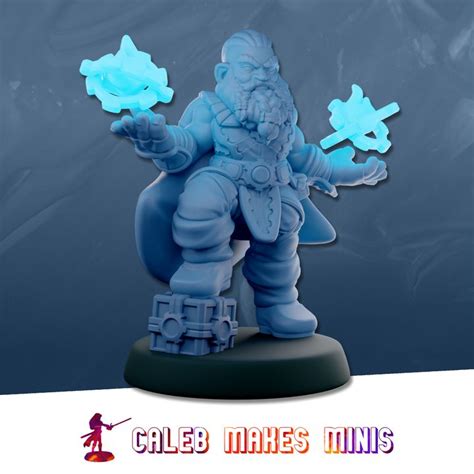 3d Printable Halfram Dwarven Sorcerer Pre Supported Mages Group By Caleb Makes Minis