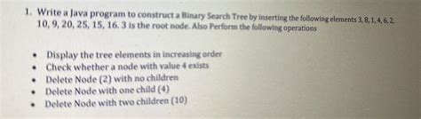 solved 1 write a java program to construct a binary search