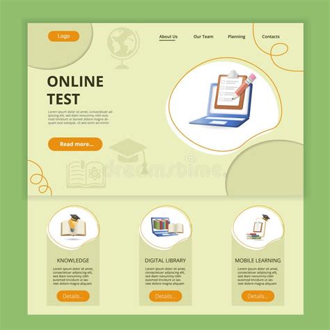 Online Test Flat Landing Page Website Template Knowledge Digital Library Mobile Learning Web