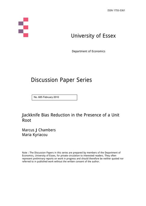 Pdf Jackknife Bias Reduction In The Presence Of A Unit Root