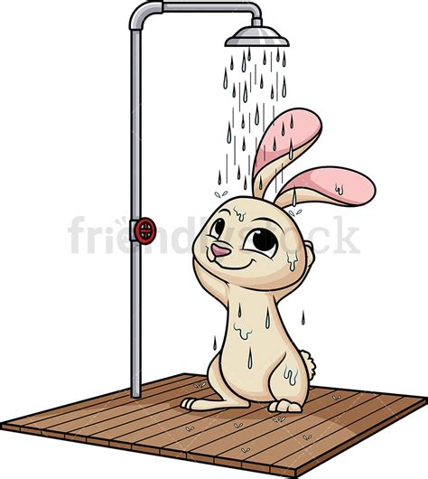 Bunny Rabbit Taking A Shower Cartoon Clipart Vector Friendlystock