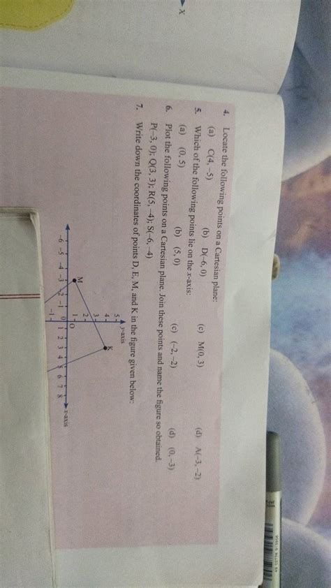 4 Locate The Following Points On A Cartesian Plane A C4−5 B D−6
