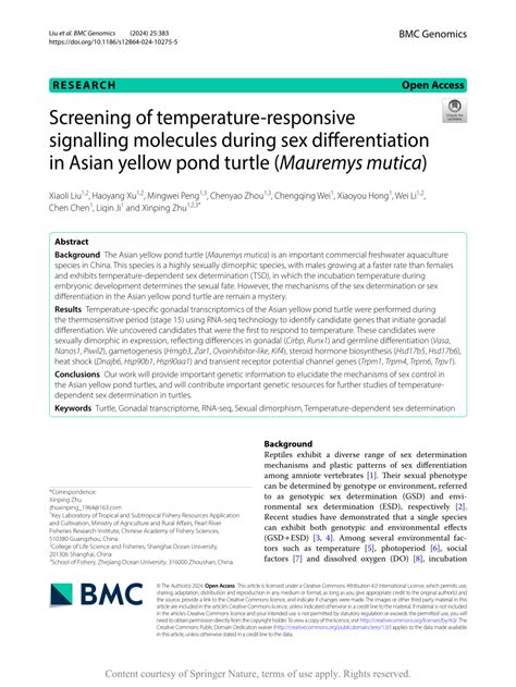 Pdf Screening Of Temperature Responsive Signalling Molecules During Sex Differentiation In