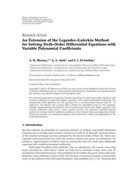 Pdf An Extension Of The Legendre Galerkin Method For Solving Sixth