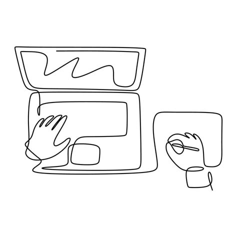 Continuous One Line Drawing Of Computer And Monitor Minimalism Design