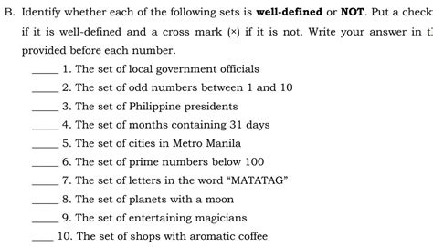B Identify Whether Each Of The Following Sets StudyX