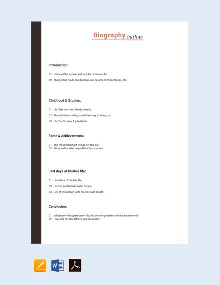 Free Artist Biography Outline Template