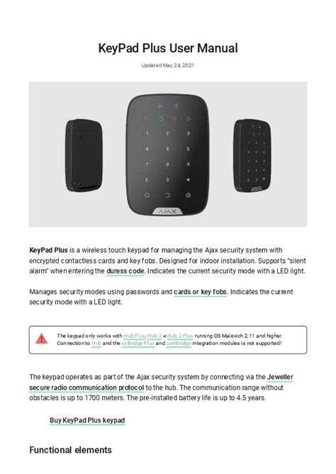 Ajax Keypad Plus User Manual Wireless Touch Keypad Ajax Systems Support