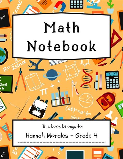 Free Printable Custom Math Notebook Cover Templates Canva