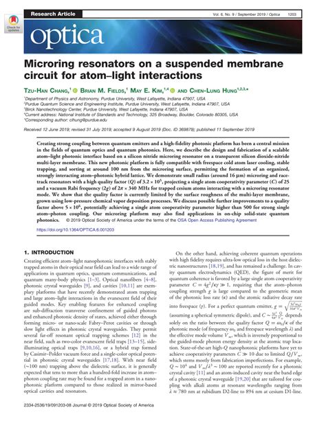 Pdf Microring Resonators On A Suspended Membrane Circuit For Atomlight Interactions