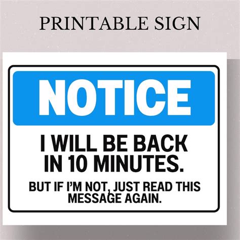 Back In 10 Minutes Etsy