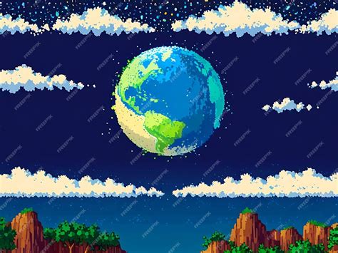 Pixel Art Of Planet Earth Premium Ai Generated Image