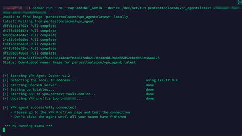 how to scan the internal network using docker vpn agent