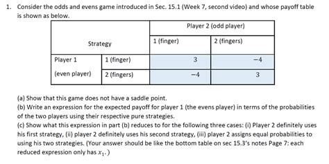 Answered Consider The Odds And Evens Game Bartleby