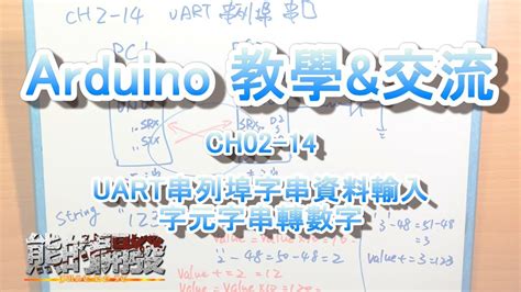 Arduino 教學 Ch02 14 Uart串列埠字串資料輸入 與 字元字串轉數字 Youtube Arduino 教學 Ch02 14 Uart串列埠字串資料輸入 與 字元字串轉數字 Youtube
