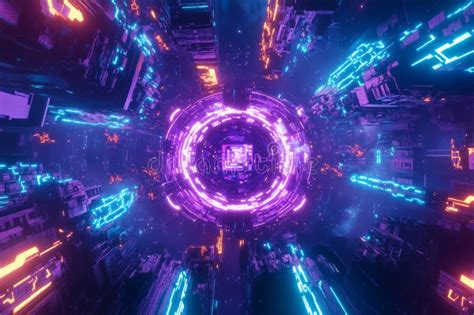 A Mesmerizing Digital Circuit Board Illuminated By Glowing Electric