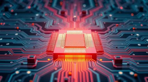 Close Up Of A Computer Microprocessor Chip On A Circuit Board Stock Illustration Illustration
