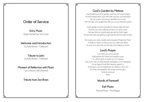 Order Of Service Examples
