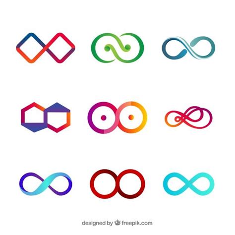 Six Different Colored Logos With An Infinite Symbol In The Middle And Two Circles Around Them