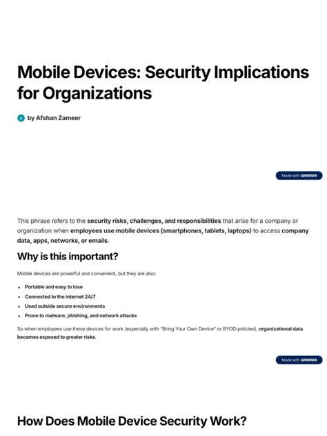 Mobile Devices Security Implications For Organizations Pdf Mobile