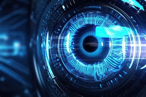 Premium Photo Blue Electronic Eye Monitoring System Futuristic Background