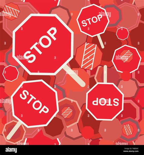 Stop Sign Repeating Pattern Stock Vector Image And Art Alamy