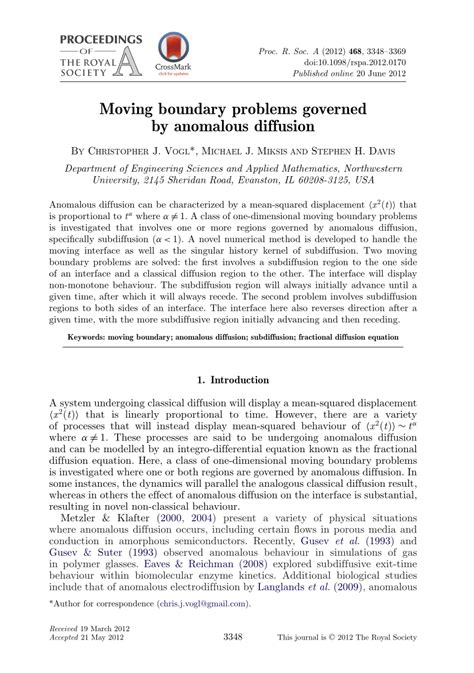 Pdf Moving Boundary Problems Governed By Anomalous Diffusion