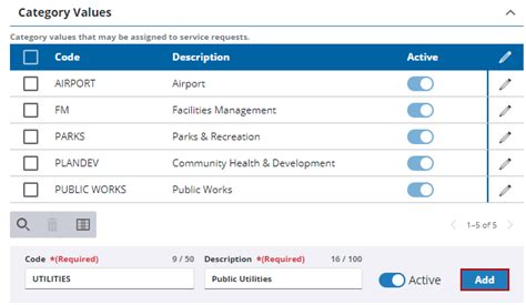 Add Category Values For A Service Request