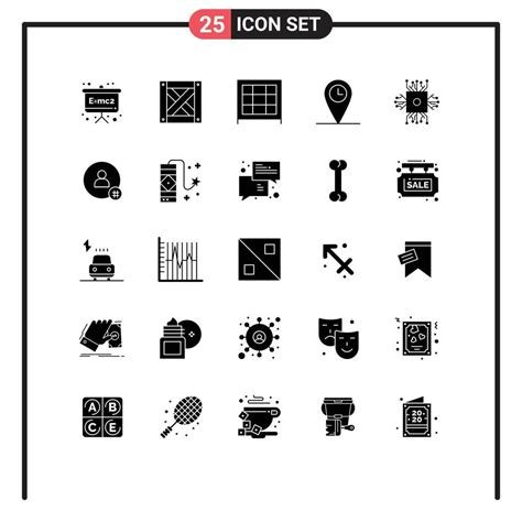 25 User Interface Solid Glyph Pack Of Modern Signs And Symbols Of Technology Microchip Cabinet