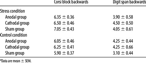 performance in working memory tasks on day 1 a download scientific