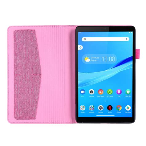 For Lenovo Tab M8 Horizontal Flip TPU Fabric PU Leather Protective Case With Name Card Clip