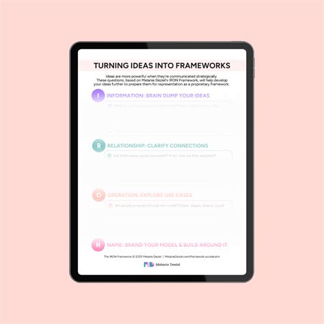 Framework Development Cheat Sheet — Melanie Deziel Speaker And Author Unlocking Creativity