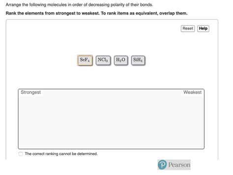 Solved Arrange The Following Molecules In Order Of Decrea