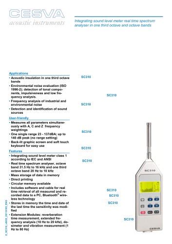 Integrating Averaging Sound Level Meter And Spectrum Analyser CESVA PDF Catalogs Technical
