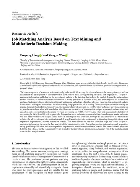 Jobmatchinganalysisbasedontextminingandmul Download Free Pdf