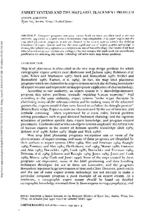 Pdf Expert Systems And The Map Label Placement Problem