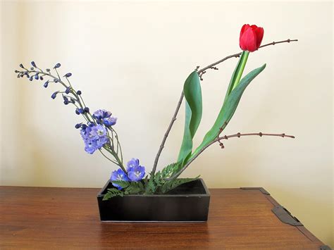 Ikebana Shaped Flower Arrangement
