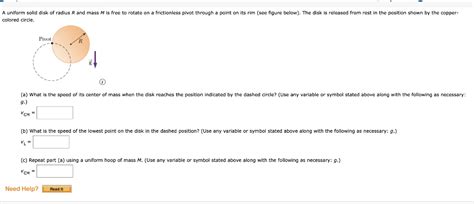 Solved A Uniform Solid Disk Of Radius R And Mass M Is Free Chegg