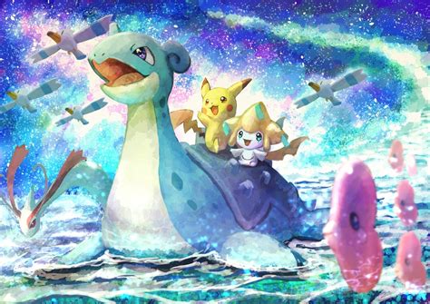 Pajaro Jirachi Lapras Luvdisc Milotic Pikachu Qi Xi Wingull