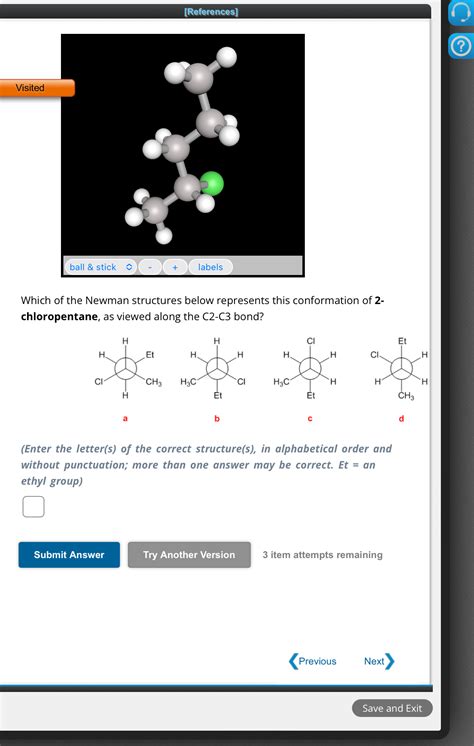Solved Which Of The Newman Structures Below Represents This