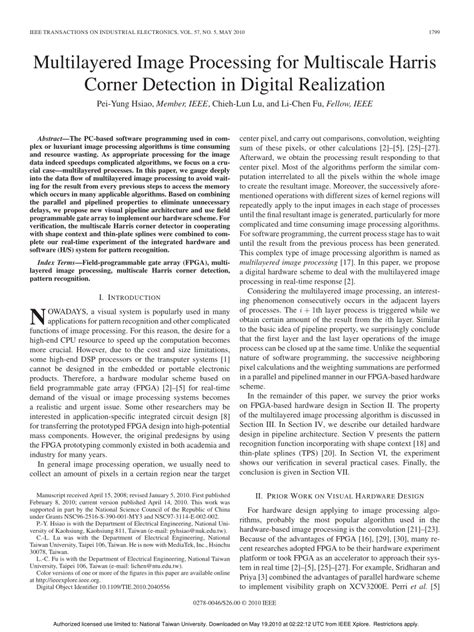 Pdf Multilayered Image Processing For Multiscale Harris Corner Detection In Digital Realization