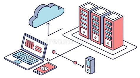 Laptop And Server Data Network Cloud Computing And Digital Infrastructure Vector Design