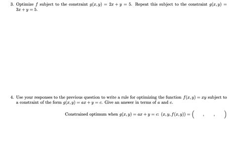 solved 3 optimize f subject to the constraint g x y 2x