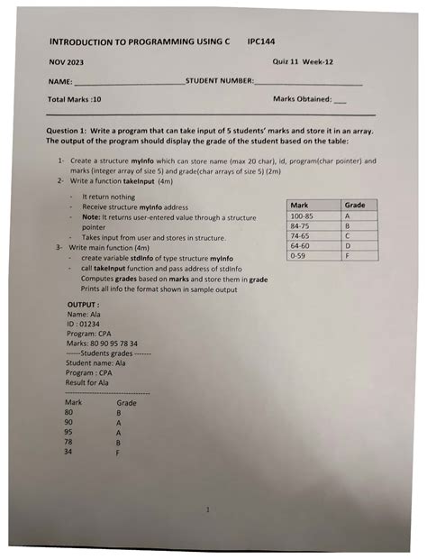 Ipc144 Quiz11 Week 12 Introduction To Pro Gramming Us In G C Ipc 144 Nov202 3 Qulz 11 Wik