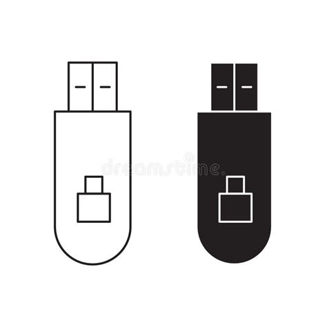 encrypted pendrive outline icon collection or set pendrive thin vector