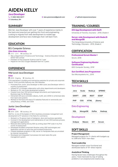 java developer resume guide and samples layout skills keywords and job